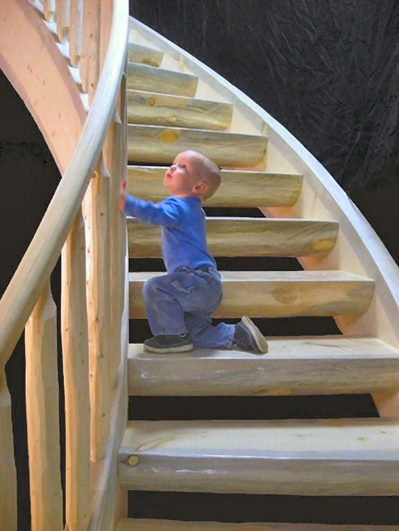 Custom Wood Stairs Gallery, Log Stairs