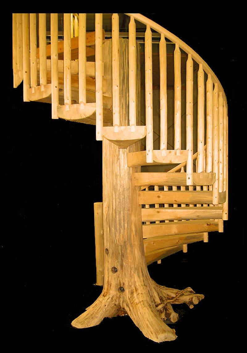Custom Wood Stairs Gallery, Log Stairs