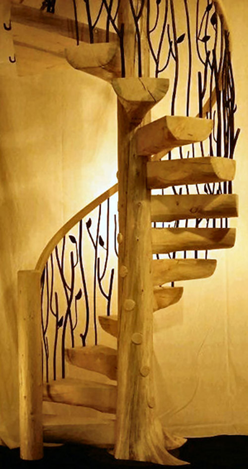 Custom Wood Stairs Gallery, Log Stairs