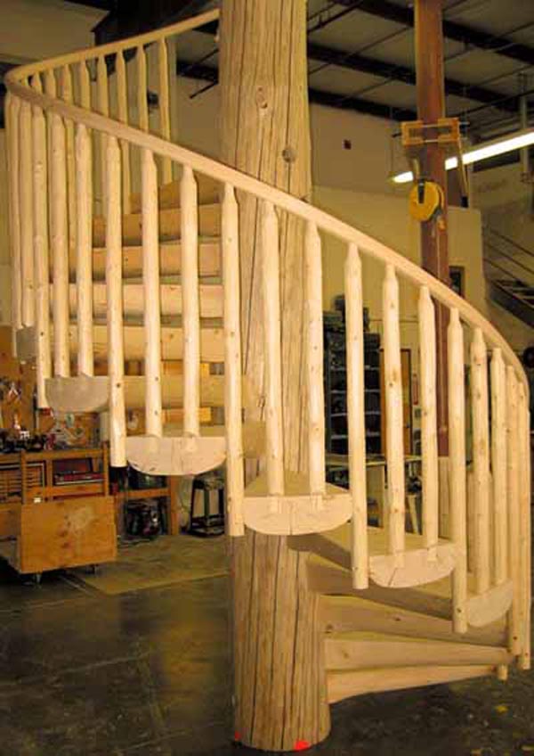 Custom Wood Stairs Gallery, Log Stairs