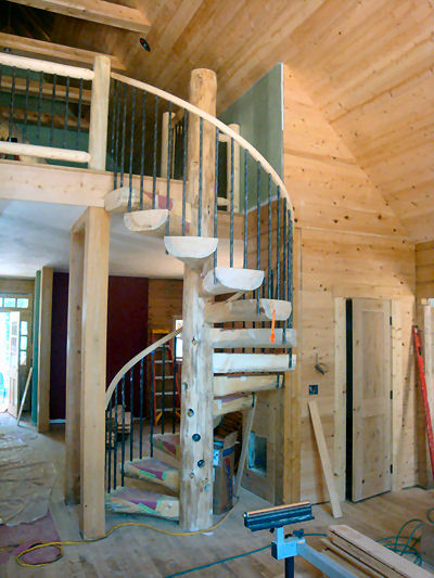 Custom Wood Stairs Gallery, Log Stairs