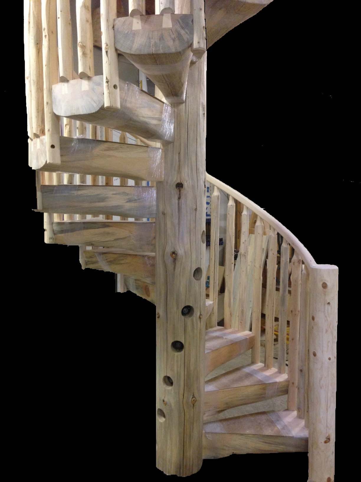 Custom Wood Stairs Gallery, Log Stairs
