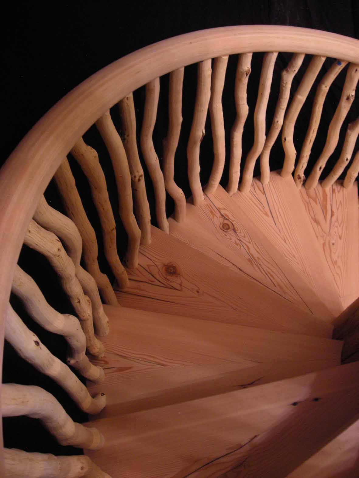 Custom Wood Stairs Gallery, Log Stairs