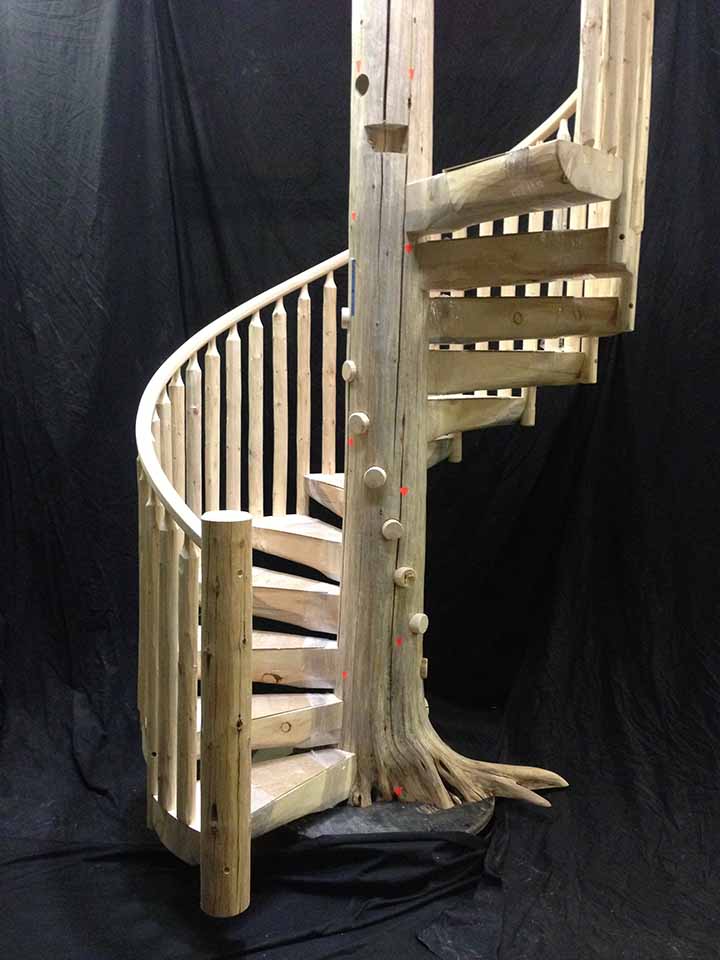 Custom Wood Stairs Gallery, Log Stairs