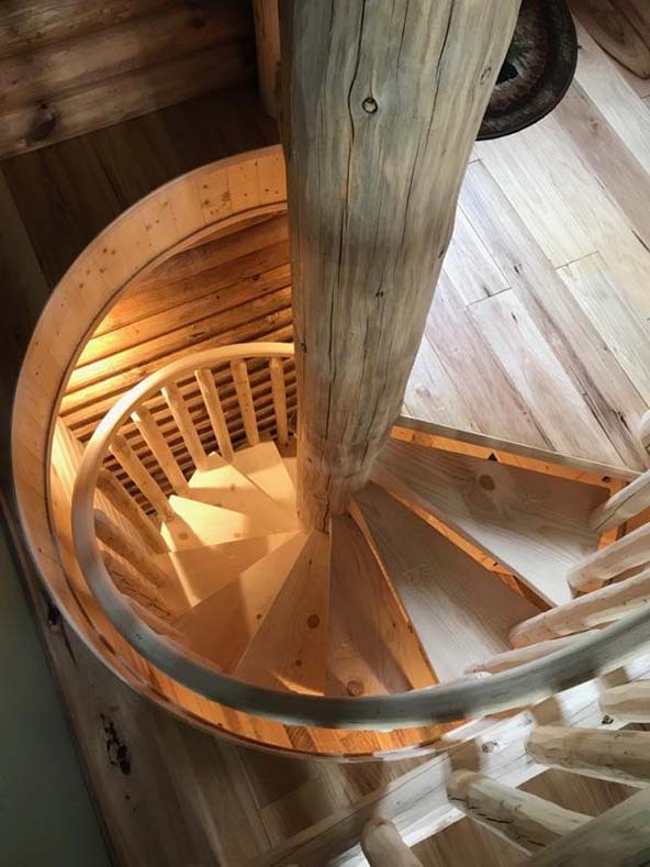 Custom Wood Stairs Gallery, Log Stairs