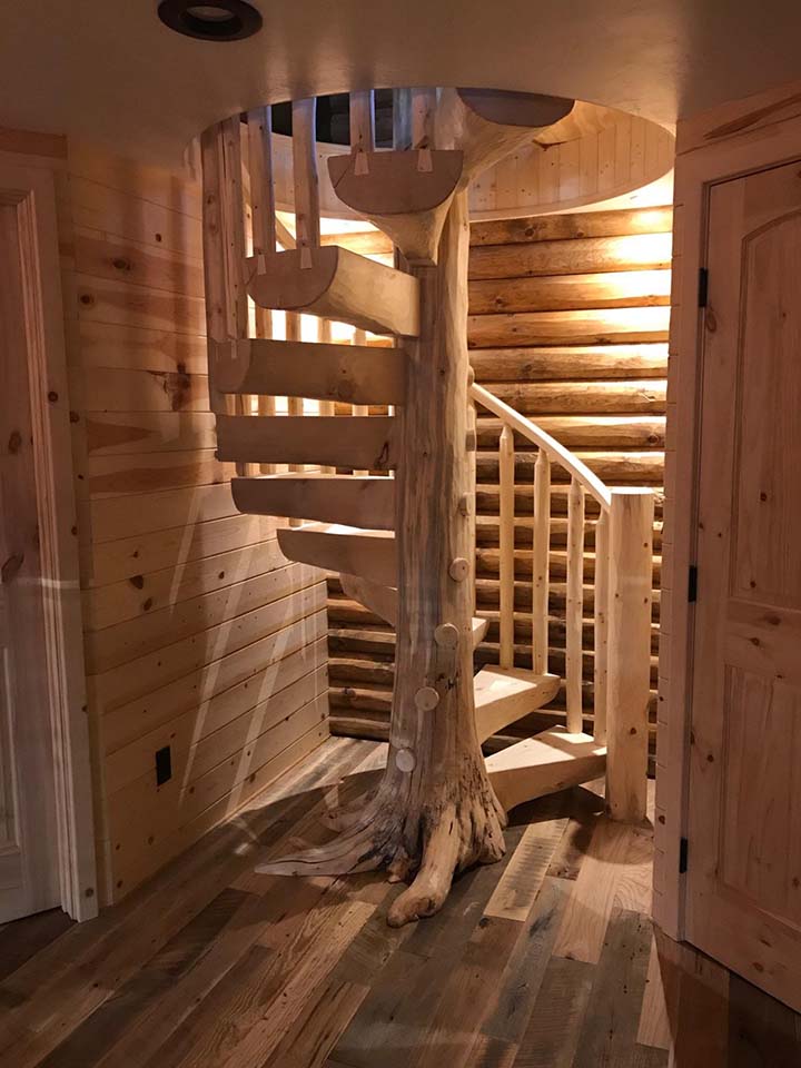 Spiral Stairs With Log Cabins Log Spiral Stairways | The Armstrong